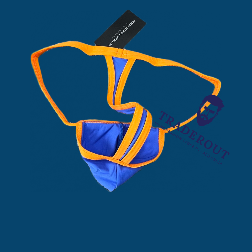 N2N Bodywear Men BLUE with orange trim BOLD swim Thong swimwear ...