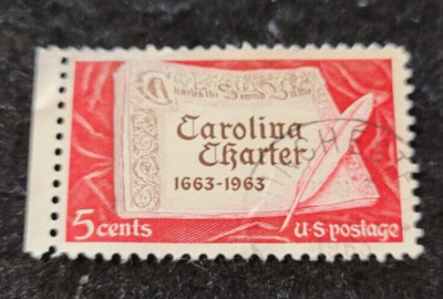 #1230 1963 5c Carolina Charter + 2 Free stamps BONUS STAMP | eBay