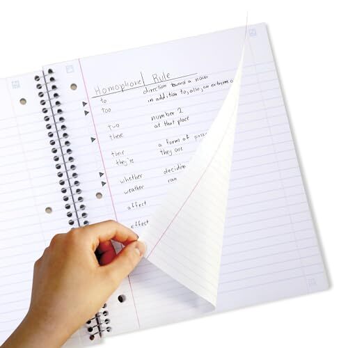 Spiral Notebook + Study App, 5 Subject, Wide Ruled Paper, 10.5"L x 8"W ...