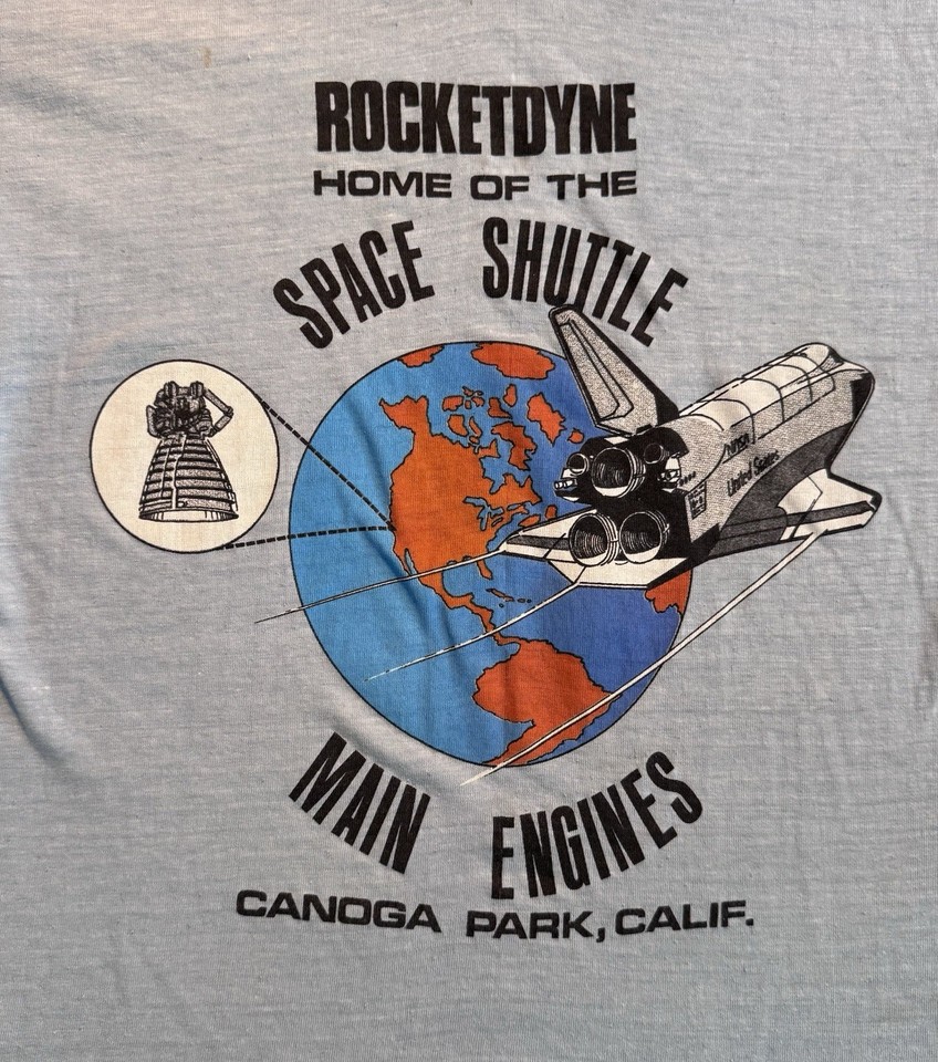 VTG Rocketdyne Powered Space Shuttle Ringer T-shirt Sz XL Blue 80s ...
