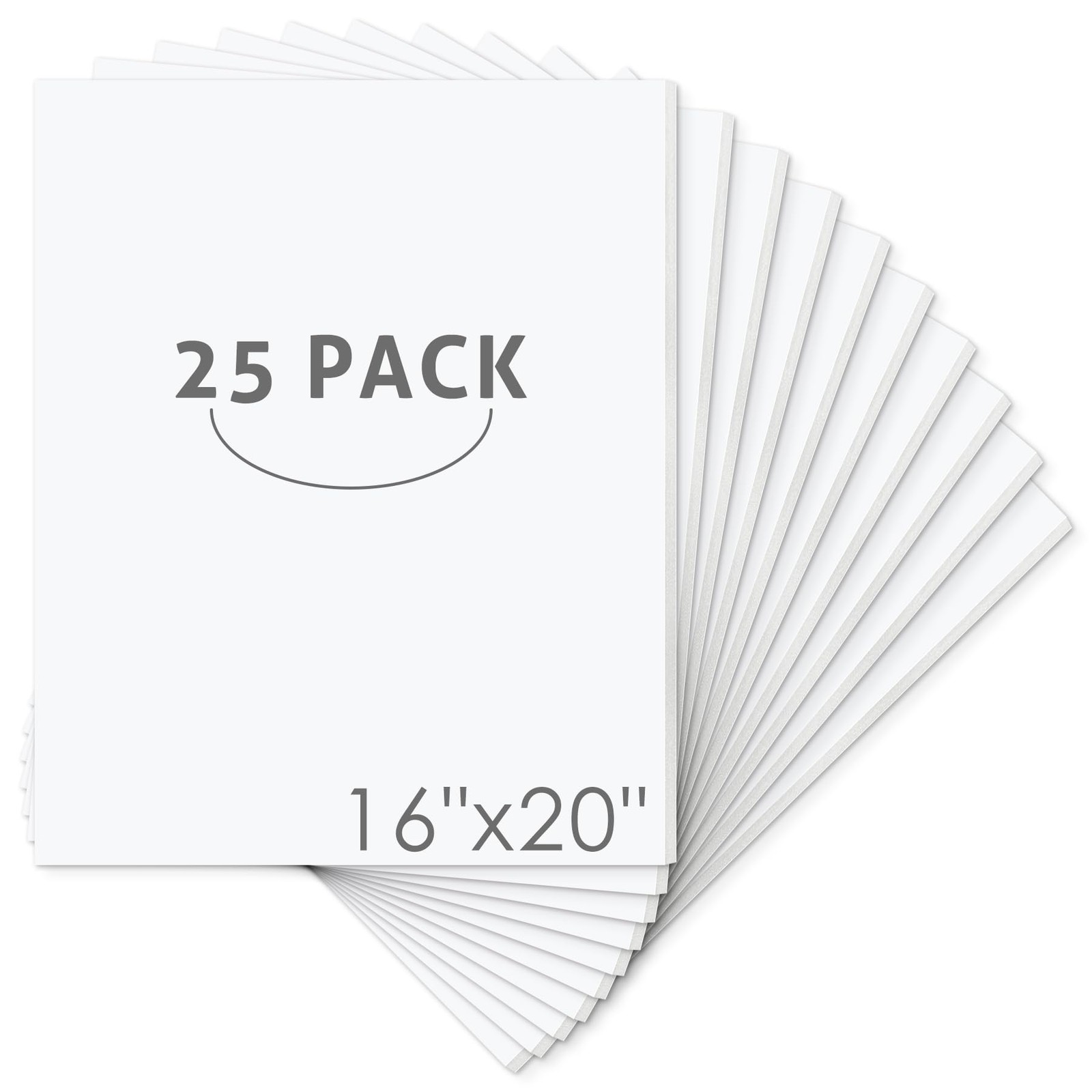 Mat Board Center Pack 25 Foam Core Backing Boards 1/8" 16x20 White ...