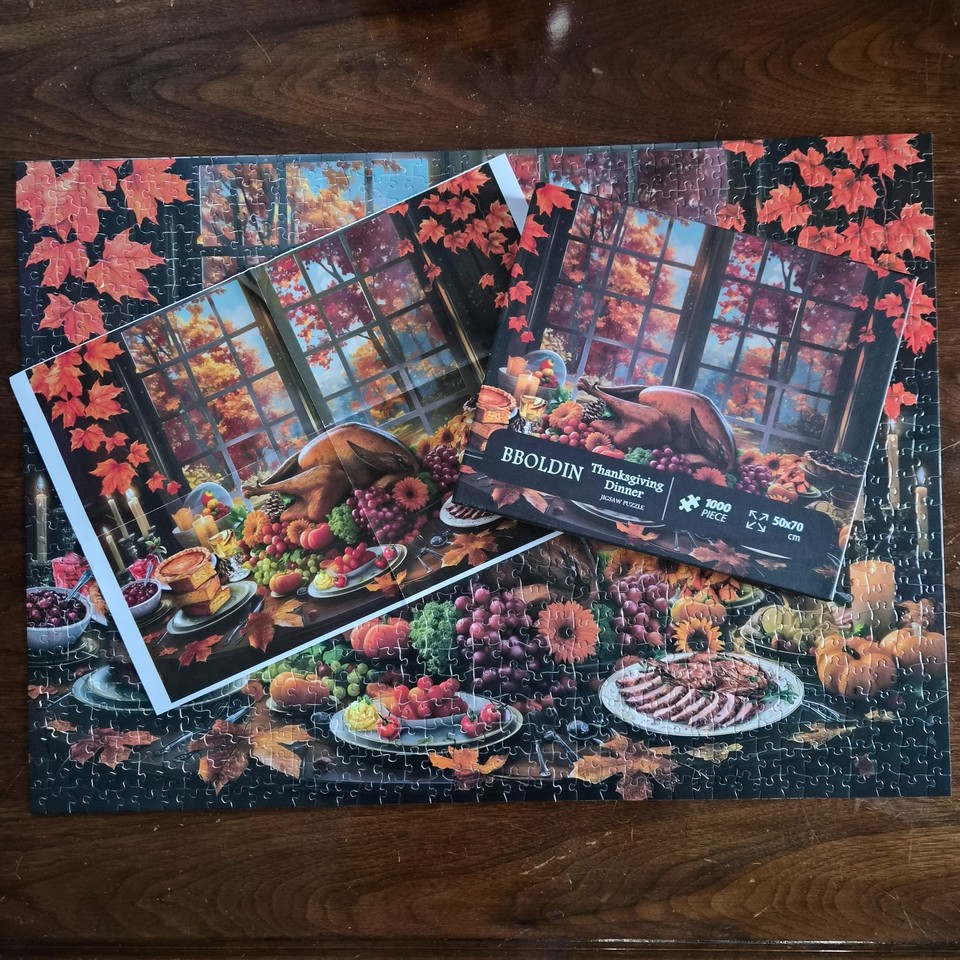 Jigsaw Puzzle 1000-piece THANKSGIVING DINNER. Includes Poster. | eBay