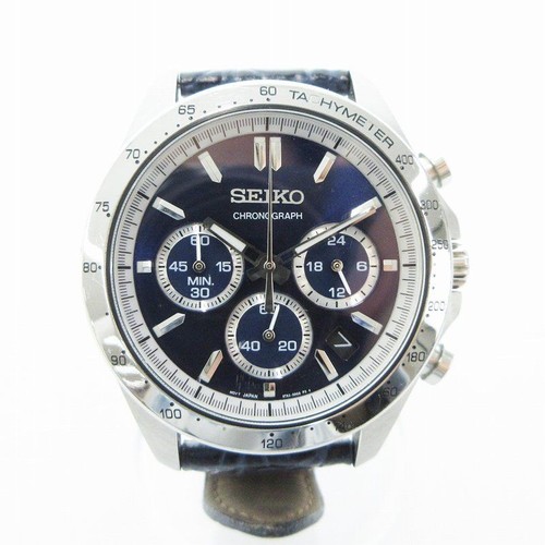 SEIKO Spirit Watch Watch Quartz SBTR019 Chronograph Leather Belt Blue ...
