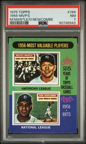 1975 Topps 1956-MVP'S Mickey Mantle/Don Newcombe #194 PSA NM 7 90746943 ...