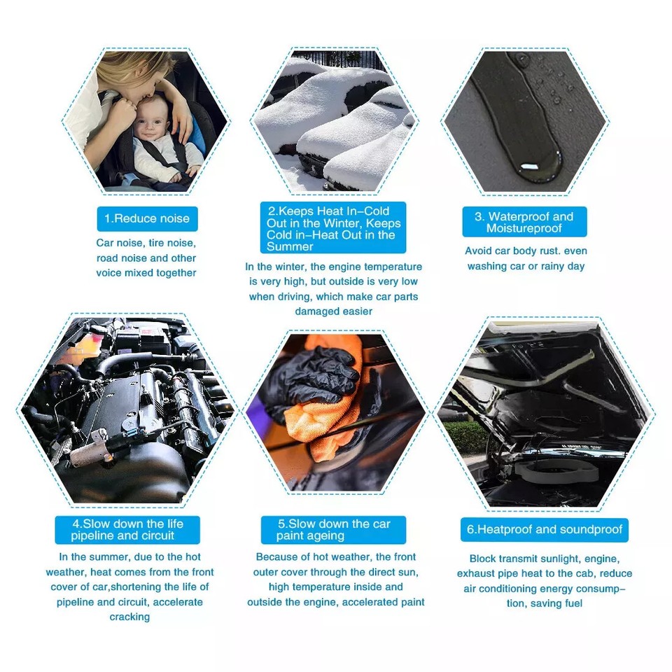 Sound Deadener Car Heat Shield Insulation Engine Noise Reduce Road ...