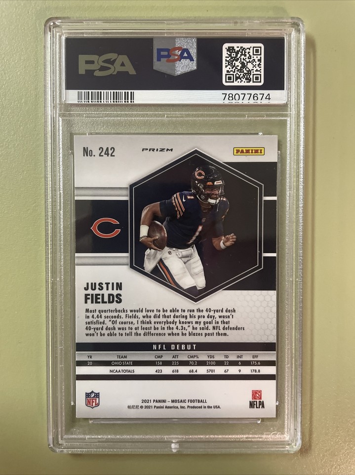Justin Fields 2021 Panini Mosaic Reactive Yellow Rookie Prizm #242 PSA ...