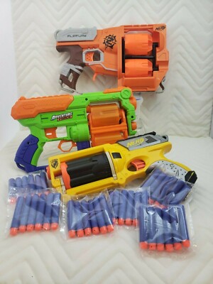 Lot Of 3 Nerf Guns - Adventure Force/Nerf N-Strike/Flip Fury With 36 ...