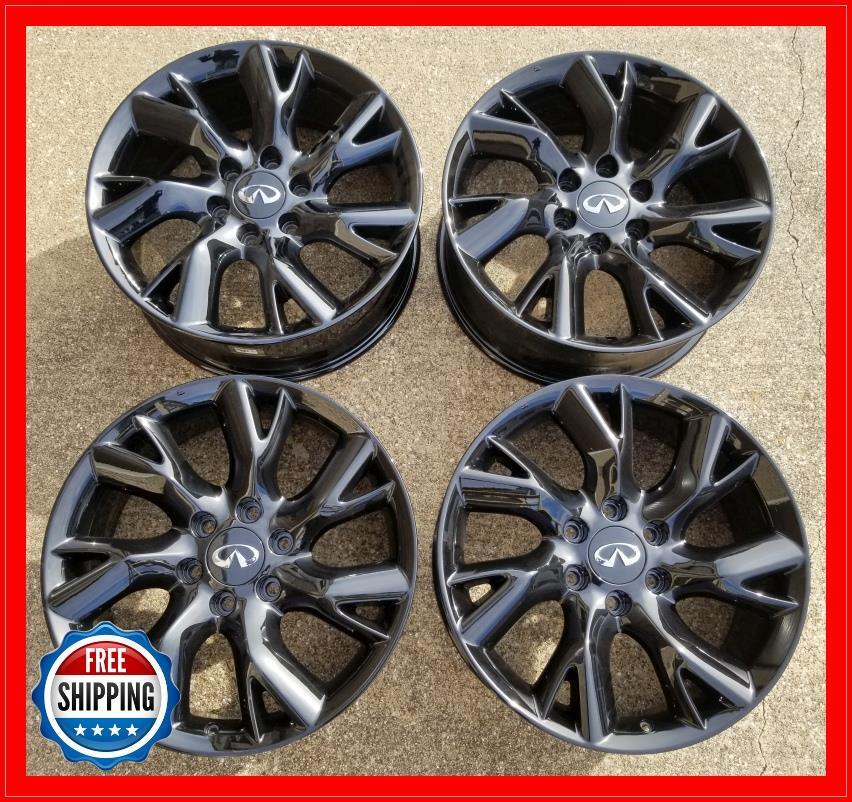 INFINITI QX56 QX80 Genuine Factory WHEEL SET 20" Rims 73727 BLACK GLOSS ...