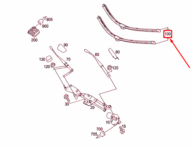 Mercedes-Benz Ml W164 Windshield Wiper Blade LHD A2518200100 Genuine ...