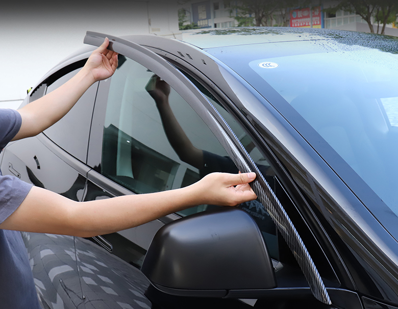 Gloss Carbon Fiber Side Window Visor Sun Rain Shield For Tesla Model Y ...