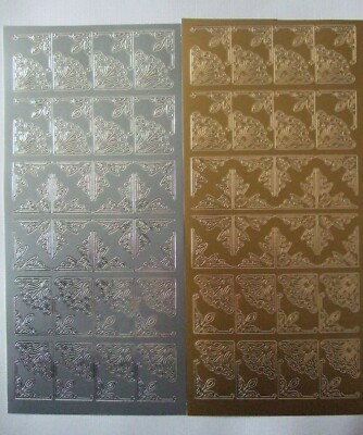 2 sheets small fancy corner Peel-offs Gold + Silver 96 total | eBay UK