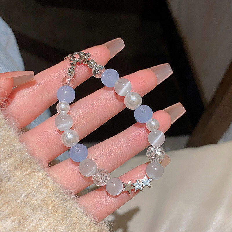 Pentagram Pearl Beaded Bracelets For Women Aesthetic Cute Star Crystal ...