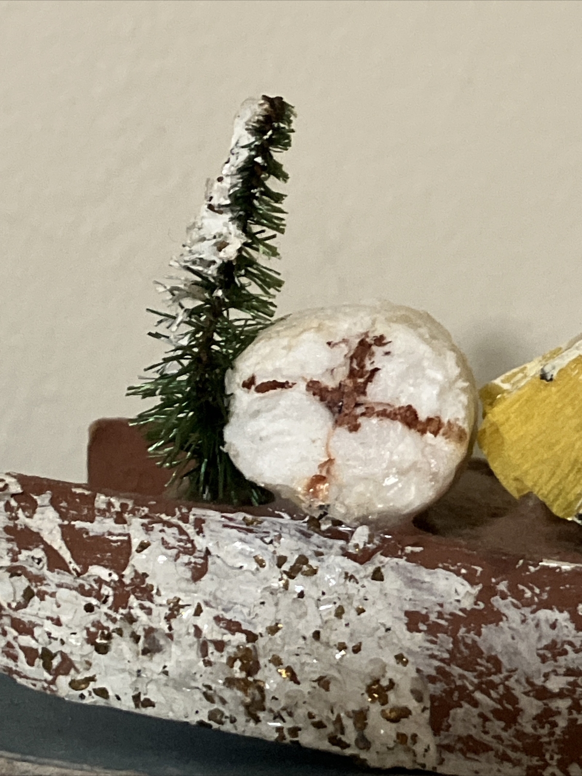 VTG X-MAS Rare Putz Santa Sleigh Gnome Paper Mache Chenille SpunCotton ...