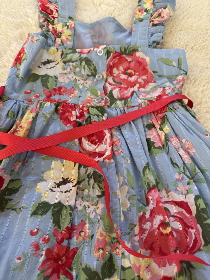 Beautiful Floral Blue Girls Dress Size 6x | eBay