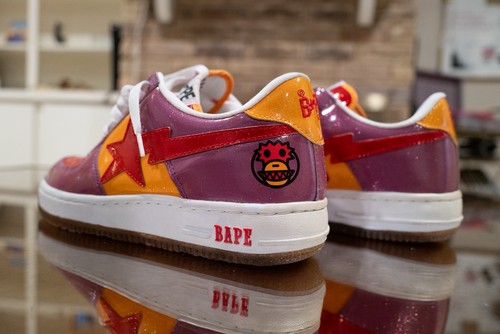 A bathing ape BAPE Bapesta Baby Milo Monster Glitter 2009 red purple ...