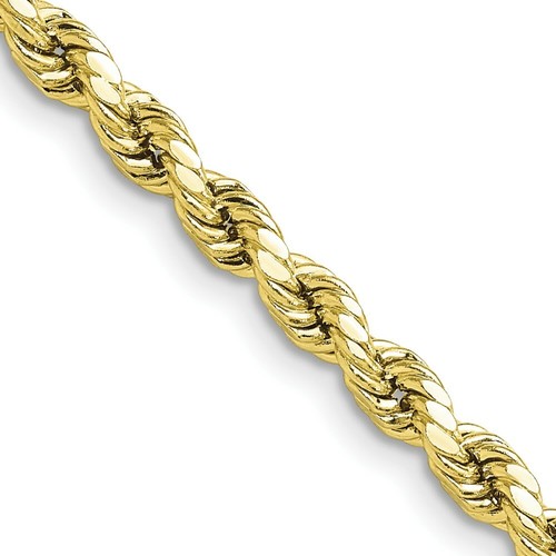 Real 10K Yellow Gold 4mm Semi-solid Diamond Cut Rope Chain; 22 inch ...