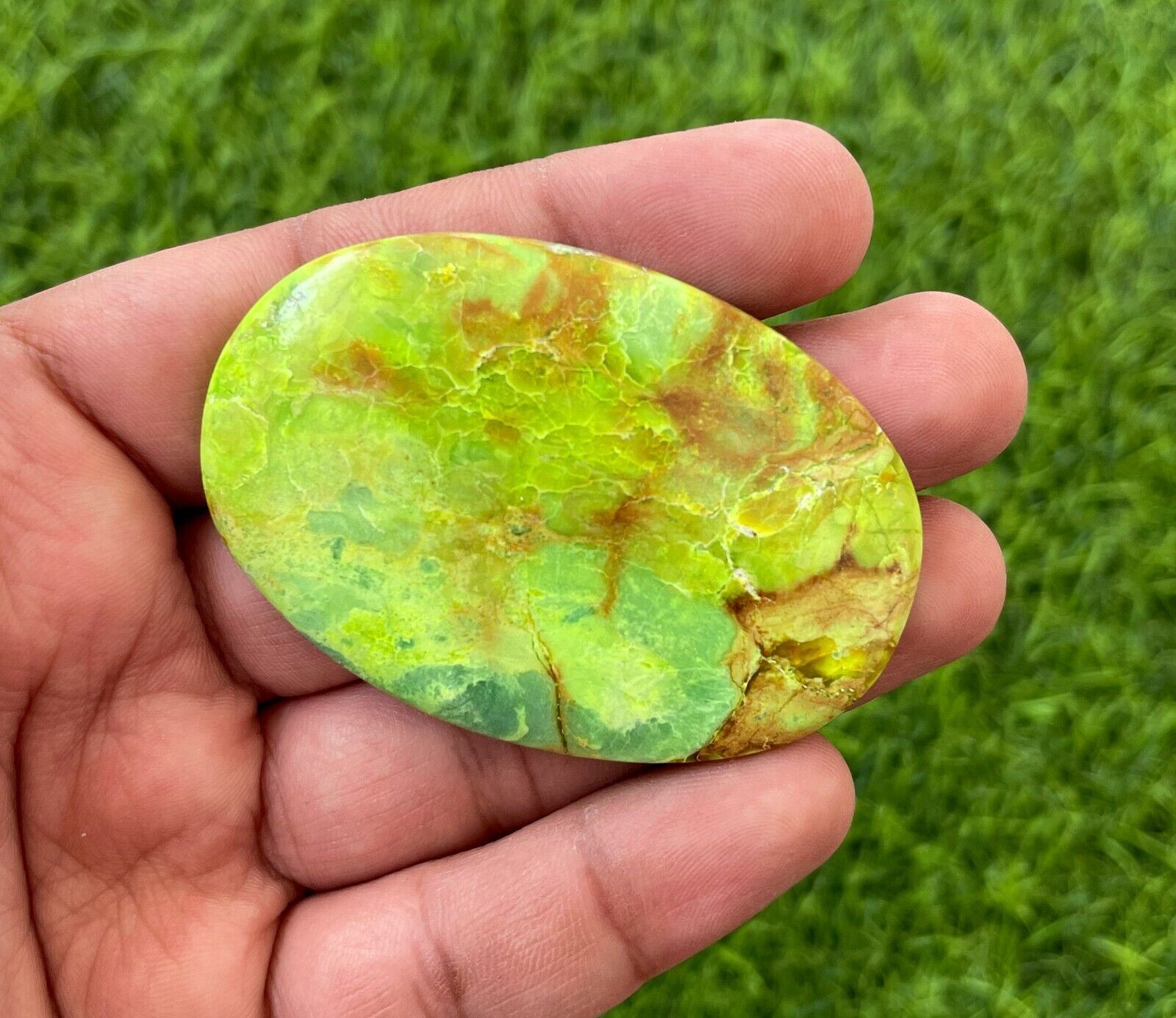 Large Gaspeite Cabochon Canada Australia Giant Apple Green Handmade ...