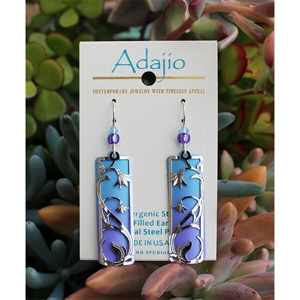 Adajio Bellflower Etched Overlay Aqua & Lavender Ombre Column Pierced ...