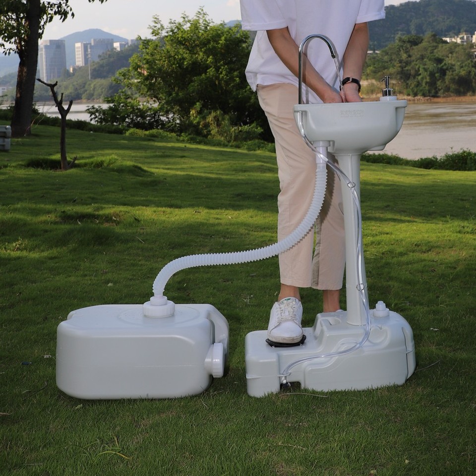 Portable Camping Sink Toilet Mobile Wash Basin 19+24L Water Tank For ...