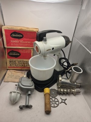 Sunbeam Mixmaster Model 12 Mixer & Bowl W/ Power Unit and Meat Grinder ...