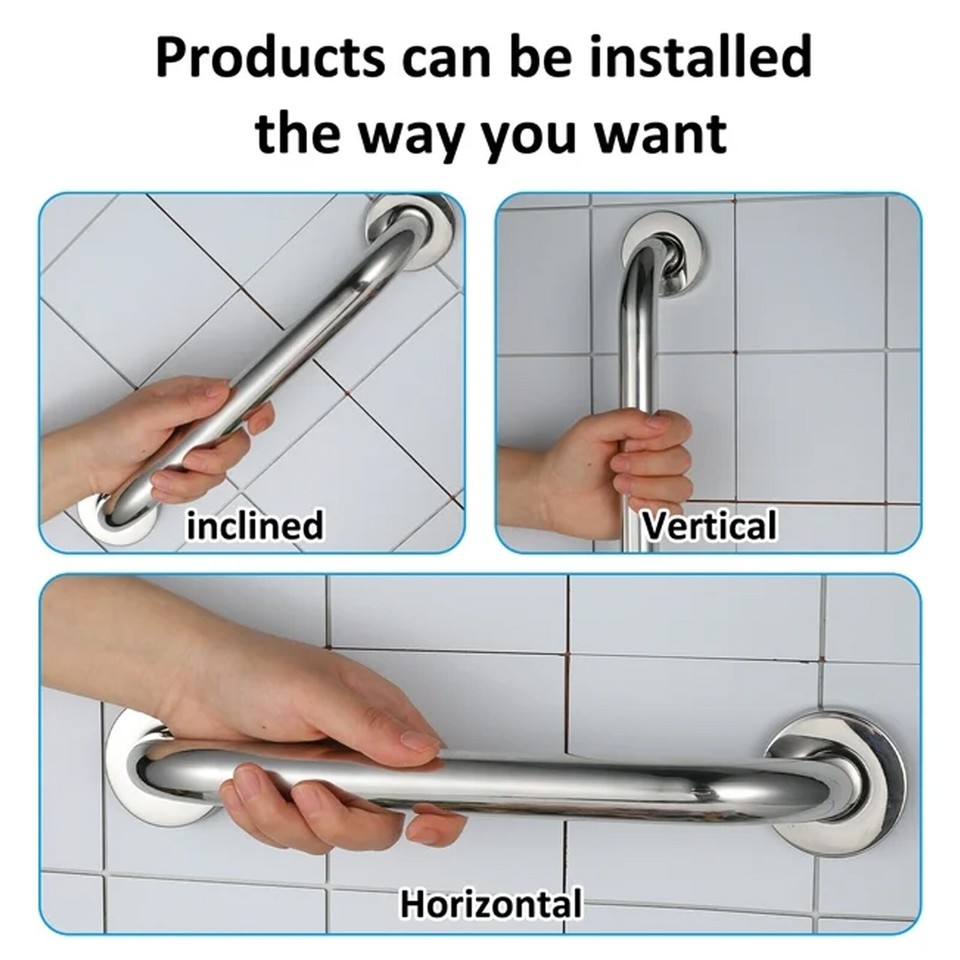 2 Pack Stainless Steel Shower Grab Bar Bathroom Safety Shower Handle ...