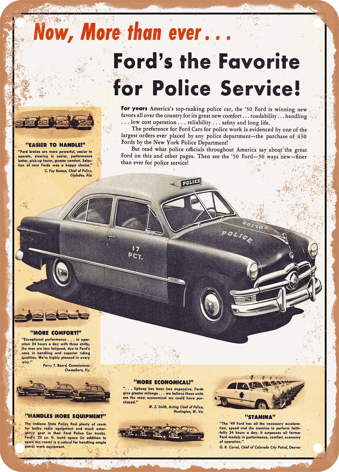 METAL SIGN - 1950 Police Car Vintage Ad | eBay
