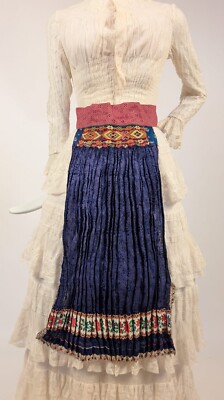 ANTIQUE ETHNIC APRON FOR DRESS W RICH HAND EMBROIDERY + METALLIC BRAID ...