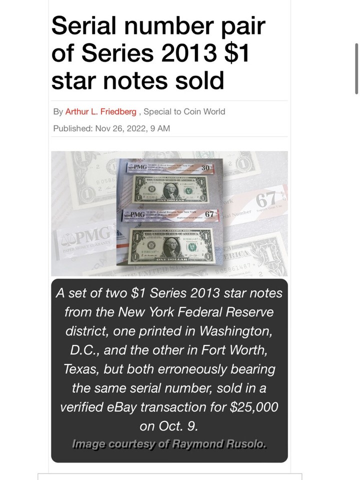 2013 $1 Dollar B Series STAR NOTE #075044054 DUPLICATED ERRORS MADE IN ...