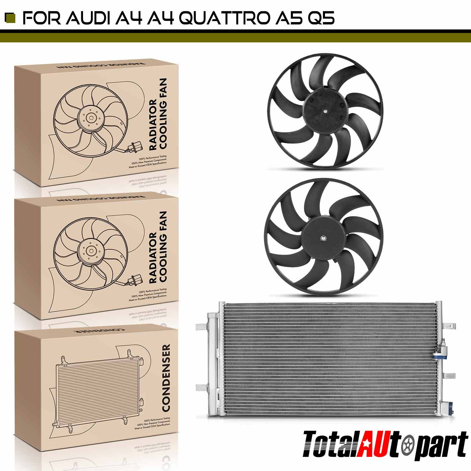 Condenser & Dual Cooling Fans Assembly Kit for Audi A4 A4 Quattro A5 Q5 ...