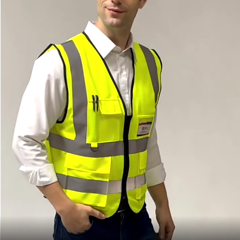 Hi-Vis Vest Zip PVC ID Pocket High-visibility Reflective Stripe 360 ...