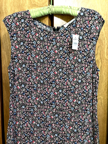 Loft Maxi Dress pink blue Floral Print Cap Sleeves slight scoop Neck sz ...