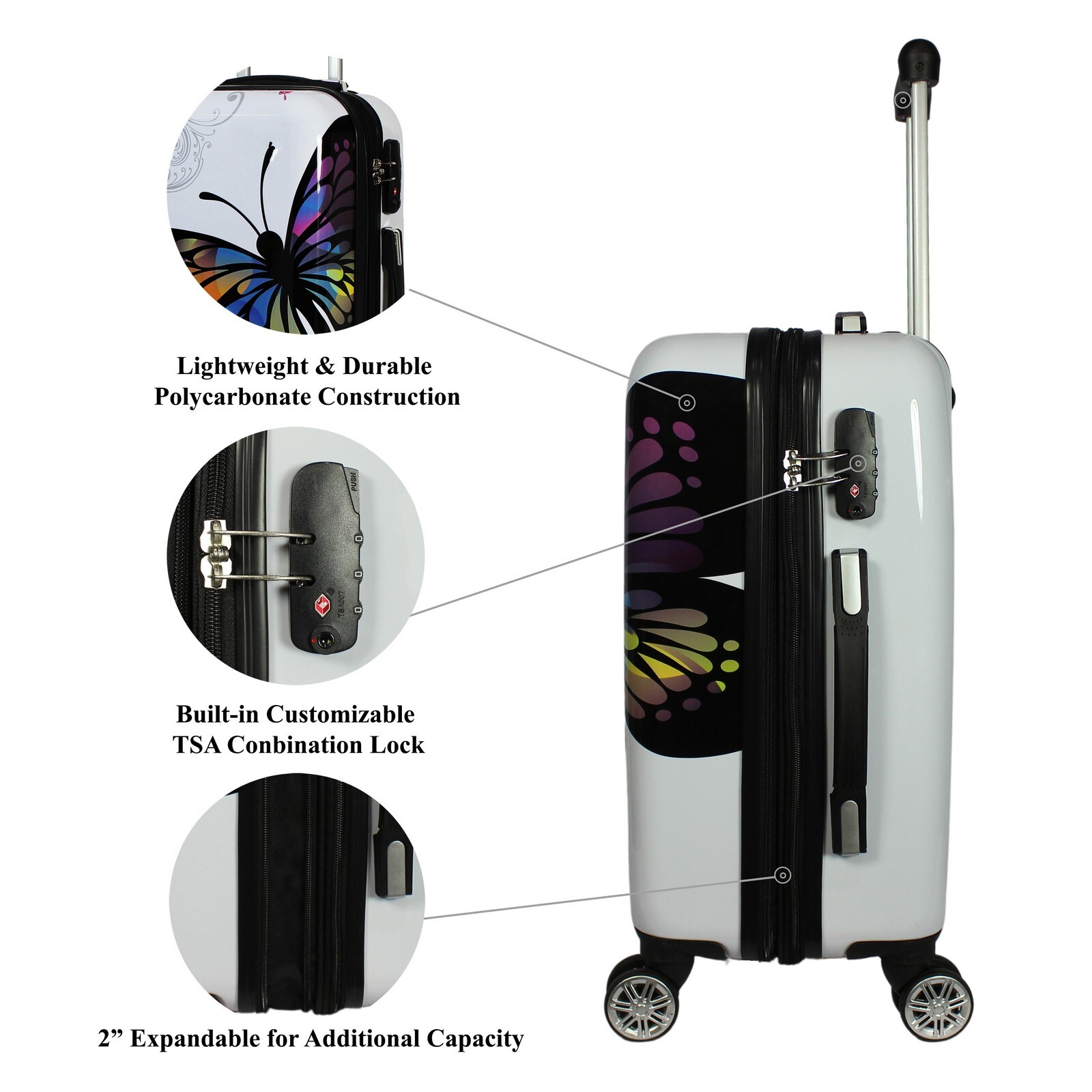 World Traveler Butterfly 28-Inch Hardside Expandable Spinner Luggage | eBay