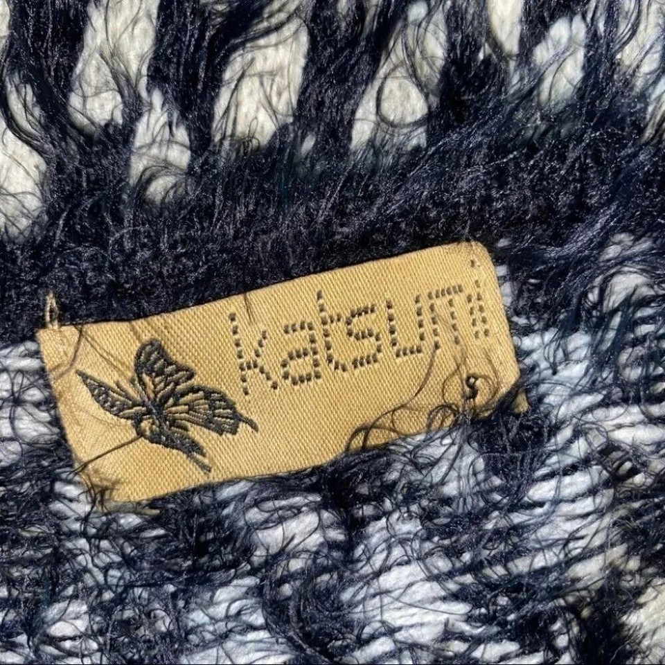 Katsum S sweater black/white detailed eyelash fuzzy knit Matrix Goth ...