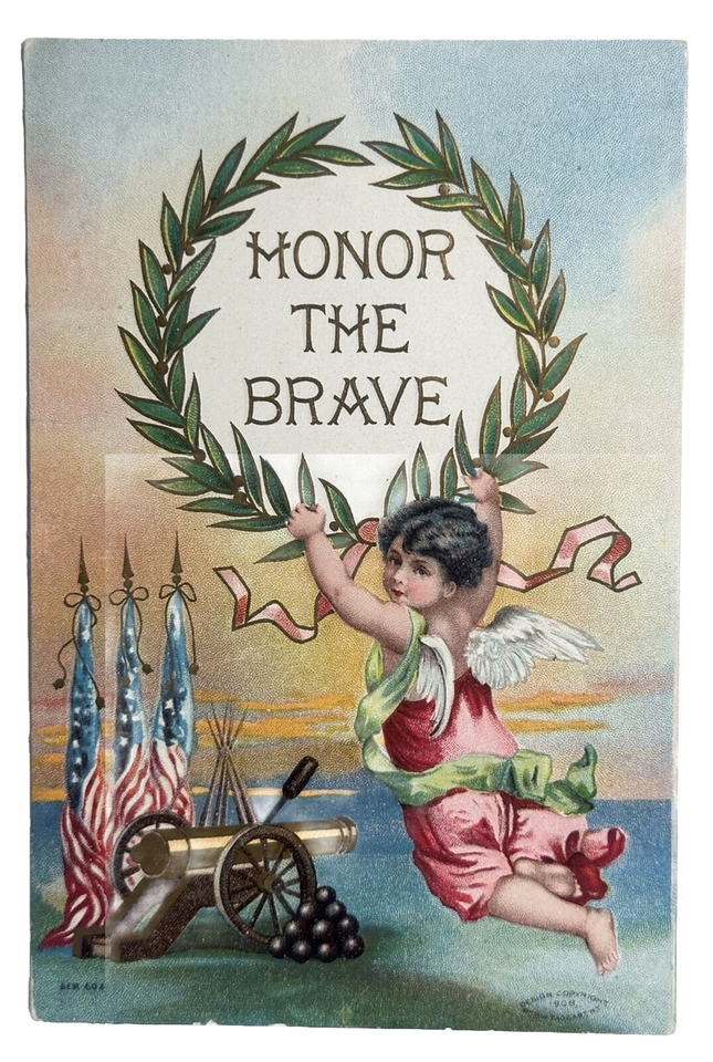 Decoration Day Postcard GAR Patriotic Cherub Angel Honor The Brave ...