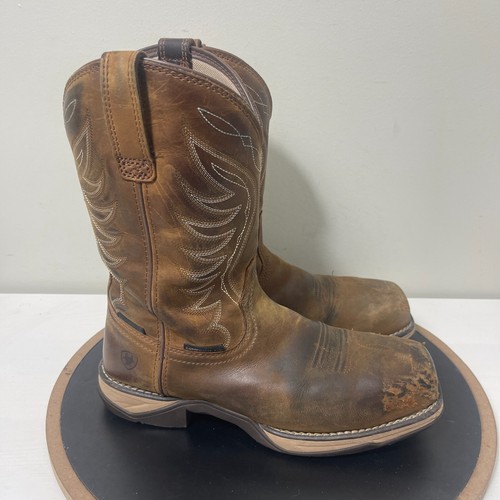 Ariat Workhog Composite Toe Work Boots Men 8B Brown Leather Western ...