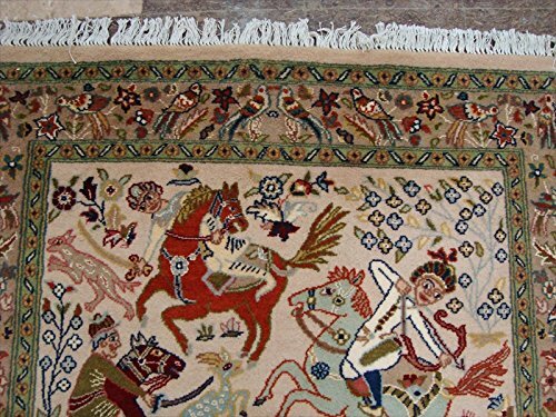 Area Rug 7 Horses King Hunting Classic Hand Double Knotted Fine Carpet ...