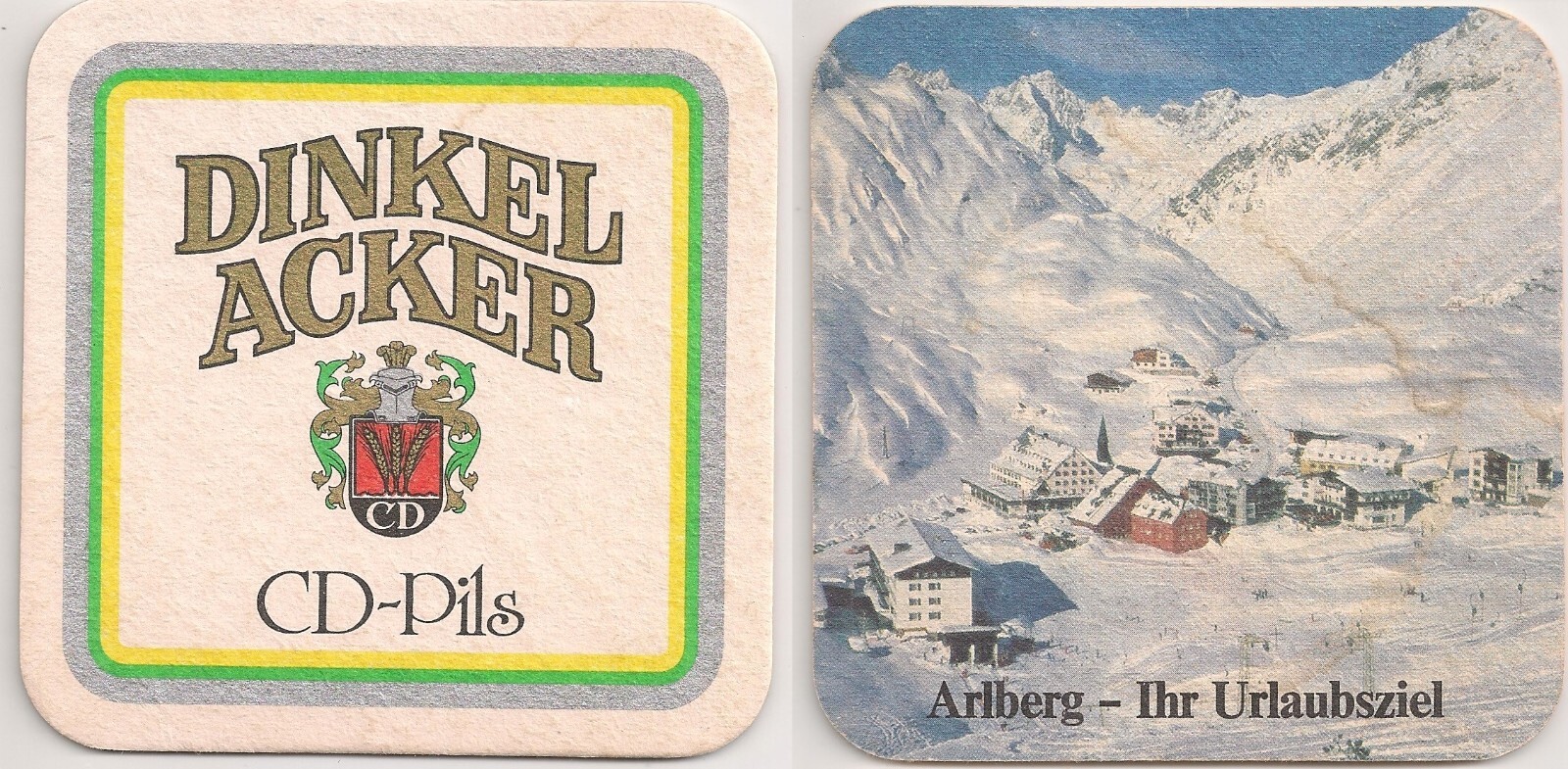 Dinkelacker Bier, Stuttgart - alter Bierdeckel "Arlberg - Ihr ...