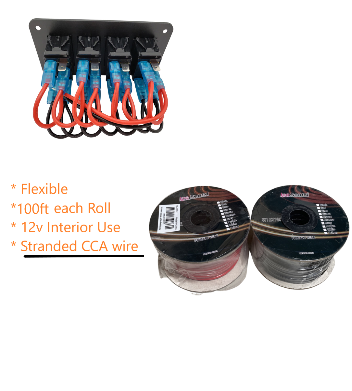 12 Gauge Electrical wire 4 pack Cable set 1 each color 100ft each CCA ...