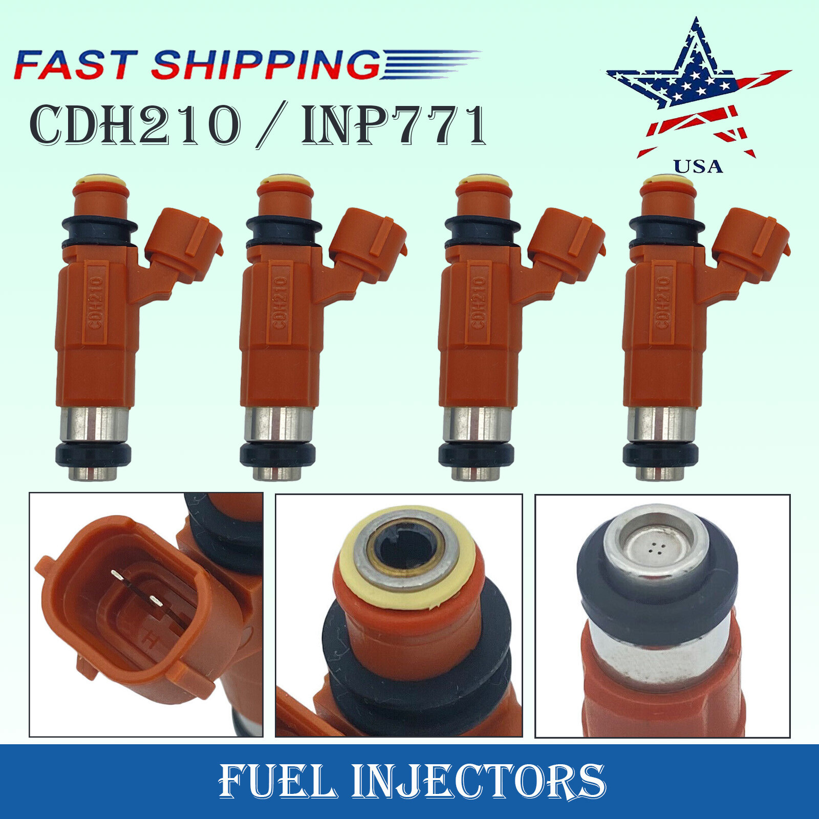 FITS Yamaha F115 Mercury CDH210 68V-8A360-00-00 Fuel Injectors 4x | eBay