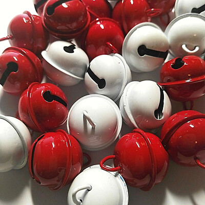 24 x stabile Metall Schelle Schellen Glöckchen Rot Weiß 20mm Metall ...