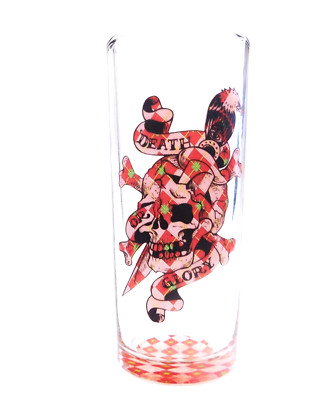 Ed Hardy Death Or Glory Glass Tumbler Skull Crossbones Dagger Red Decal ...