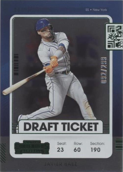 2021 Panini Contenders - Javier Báez #62 Draft Ticket Green /299 for ...