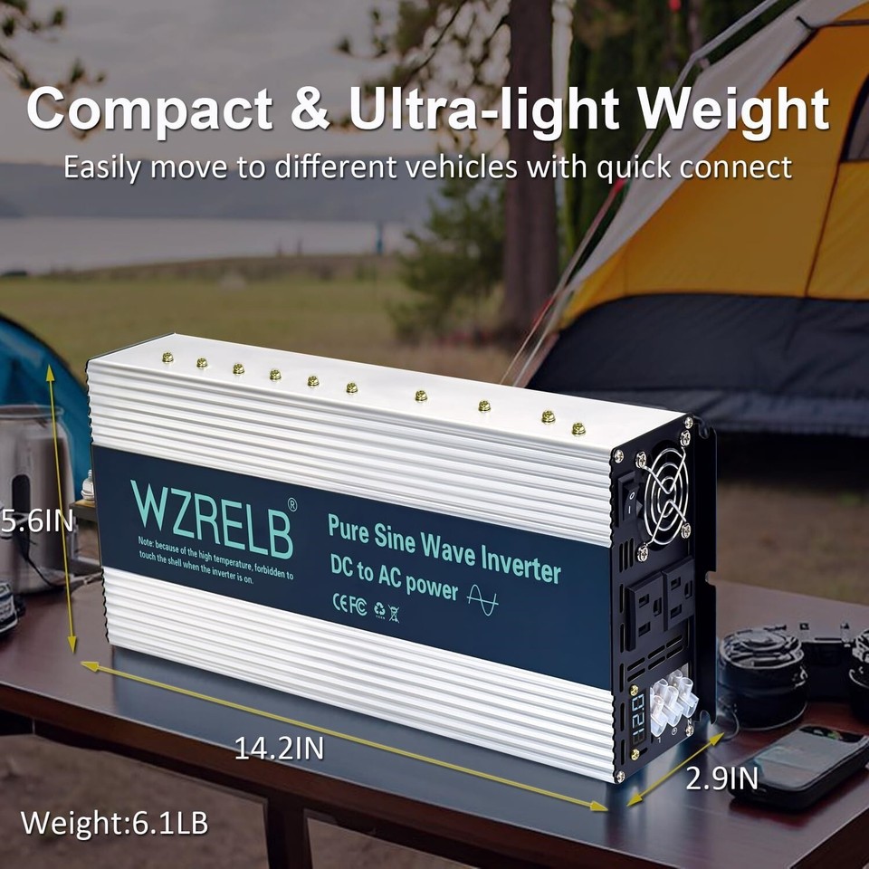 3000W Pure Sine Wave Inverter36V DC to 120V AC Car Power Converter ...