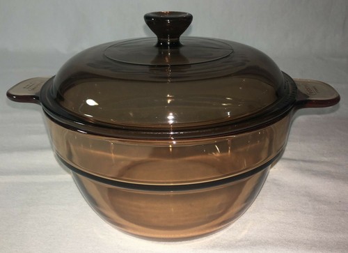 CORNING VISION FRANCE Double Boiler Insert Brown Amber Glass V-20-B w ...