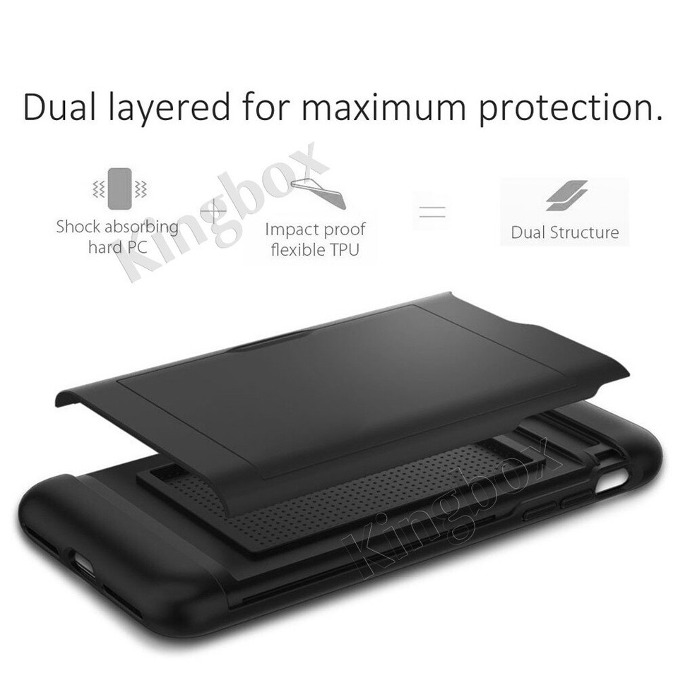 Credit Card Slot Holder Wallet Case Shockproof Back Cover For iPhone ...