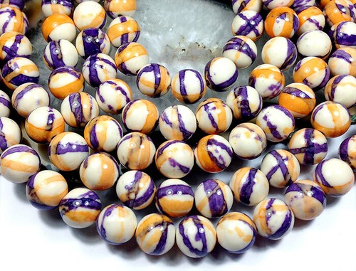 10mm Orange Purple Rain Stone Round Loose Beads 16" | eBay