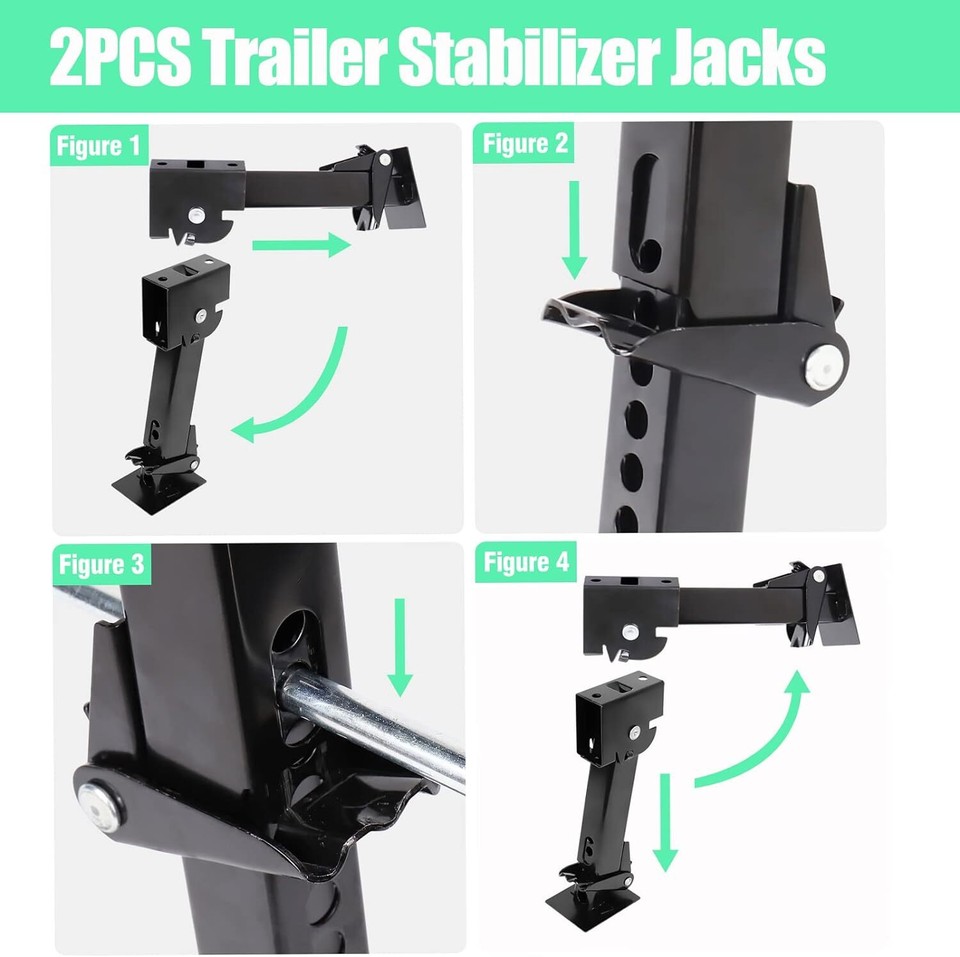 2X Trailer Stabilizer Jacks Swing Down Jack 7"Drop Leg Trailer 18" for ...