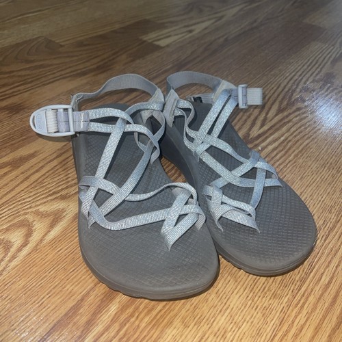 Chaco Z Cloud Toe Loop Strappy Hiking Womens 9 Sandals Metallic Silver ...