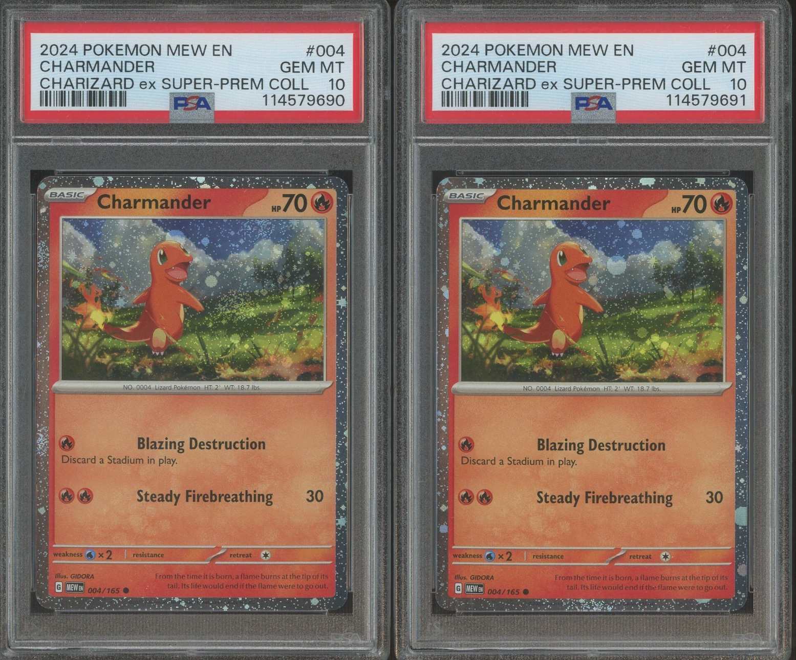 Lot (2) Pokemon 2024 Mew EN-151 Charmander 004 Charizard Ex Super ...