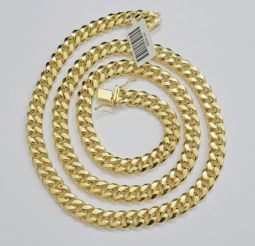 Real 10k Gold Necklace 8mm Miami Cuban Link Chain 26 Inch Men's 10KT ...